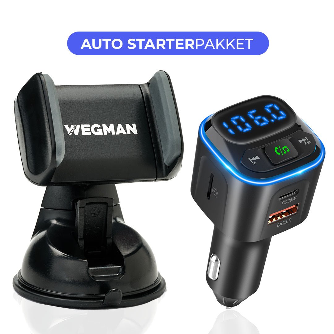 Wegman Auto Starterpakket - Telefoonhouder met Zuignap + Bluetooth FM