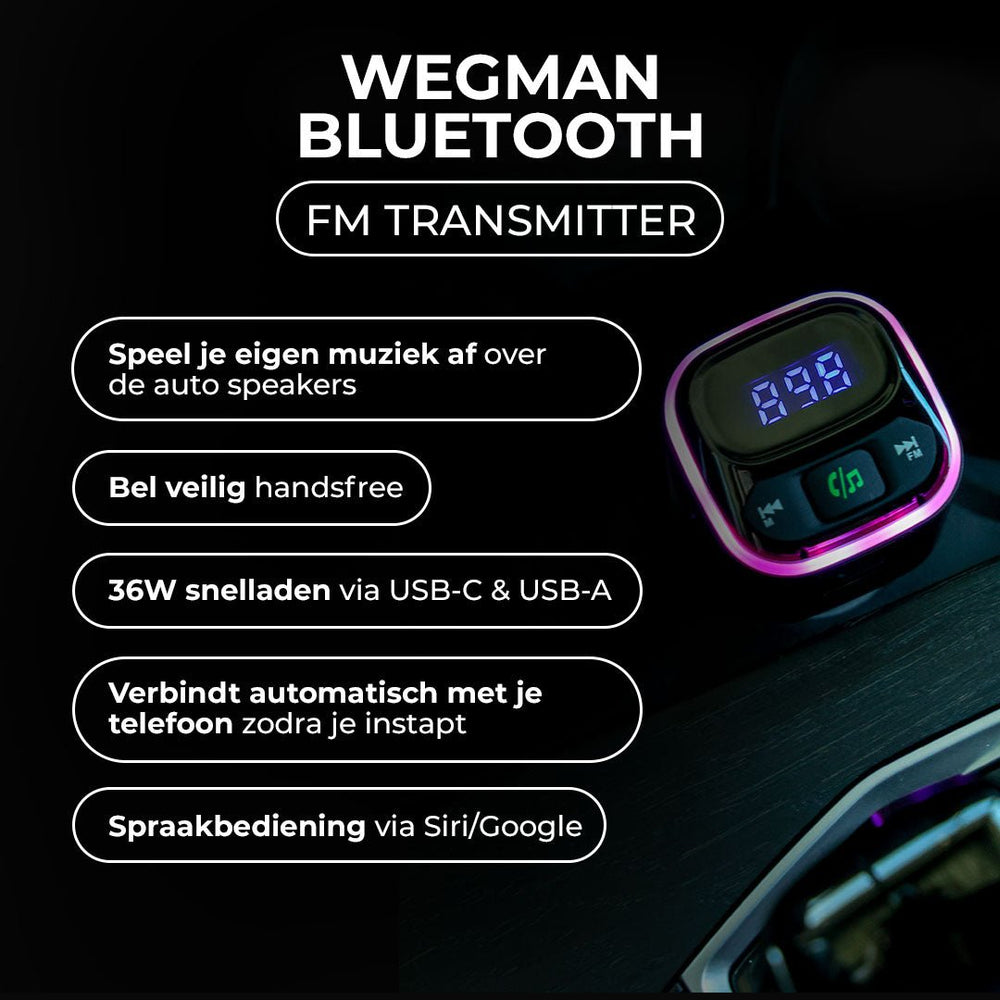 Wegman Auto Starterpakket – Telefoonhouder met Zuignap & Bluetooth FM
